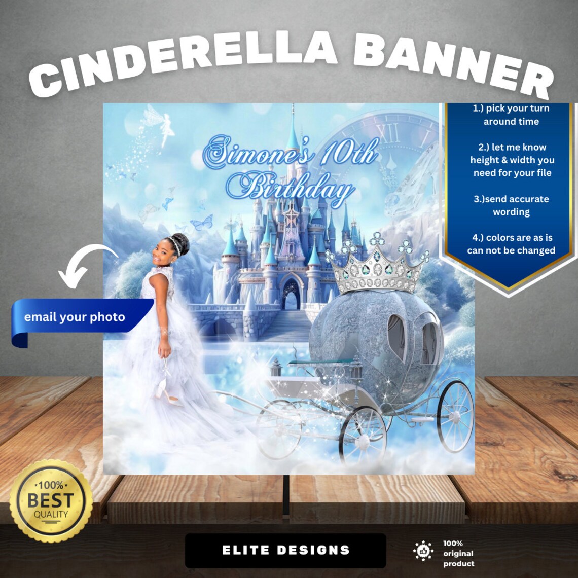 Princess Backdrop, Cinderella Backdrop, Princess Banner, Cinderella ...