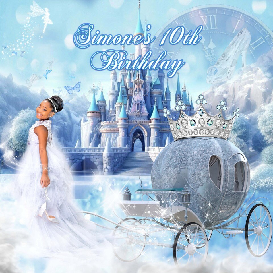 Princess Backdrop, Cinderella Backdrop, Princess Banner, Cinderella ...