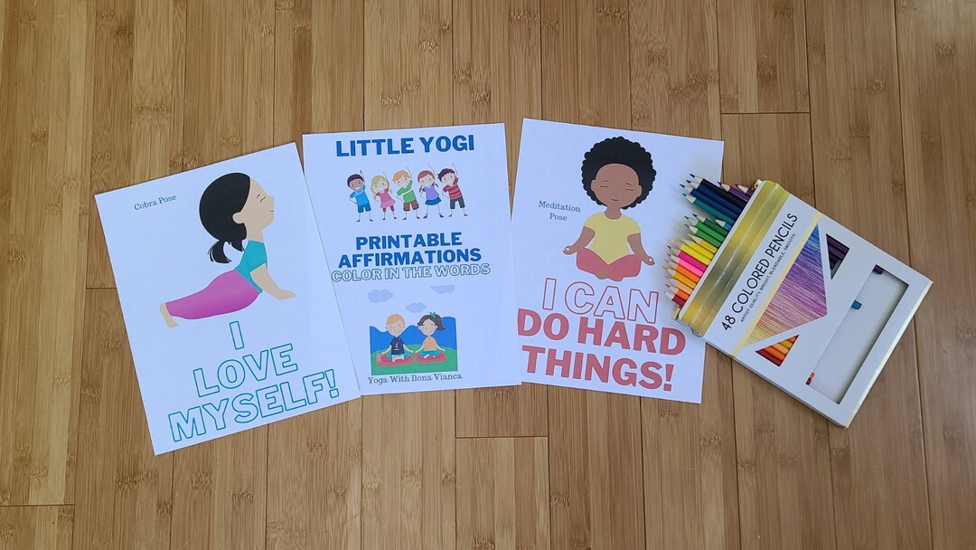 Little Yogi Printable Affirmation Coloring Words/build Confidence/kids ...