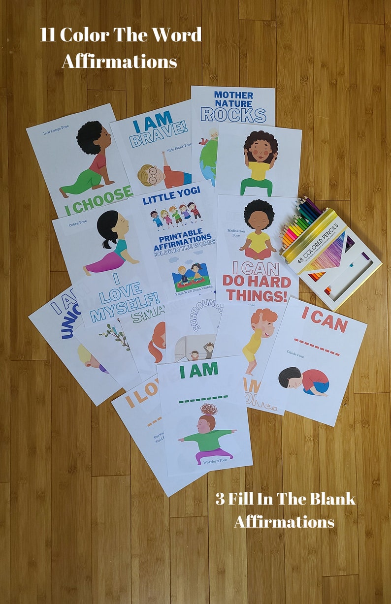 Little Yogi Printable Affirmation Coloring Words/build Confidence/kids ...