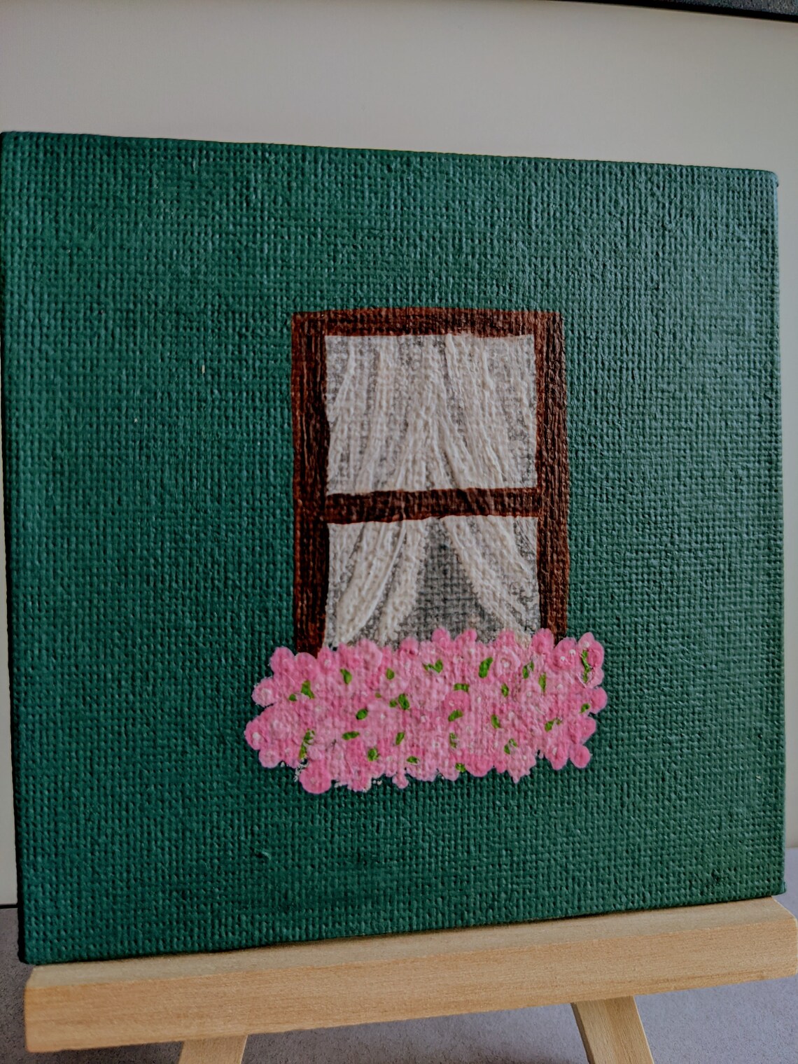 Miniature Painting of a Window With a Pink Flower Box - Etsy