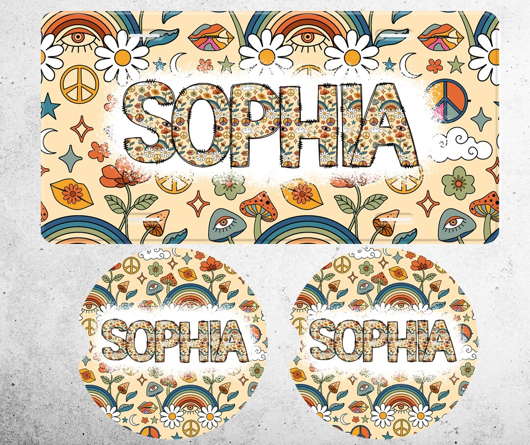 Hippy License Plate Coasters, License Plate Car Tag, Custom License ...