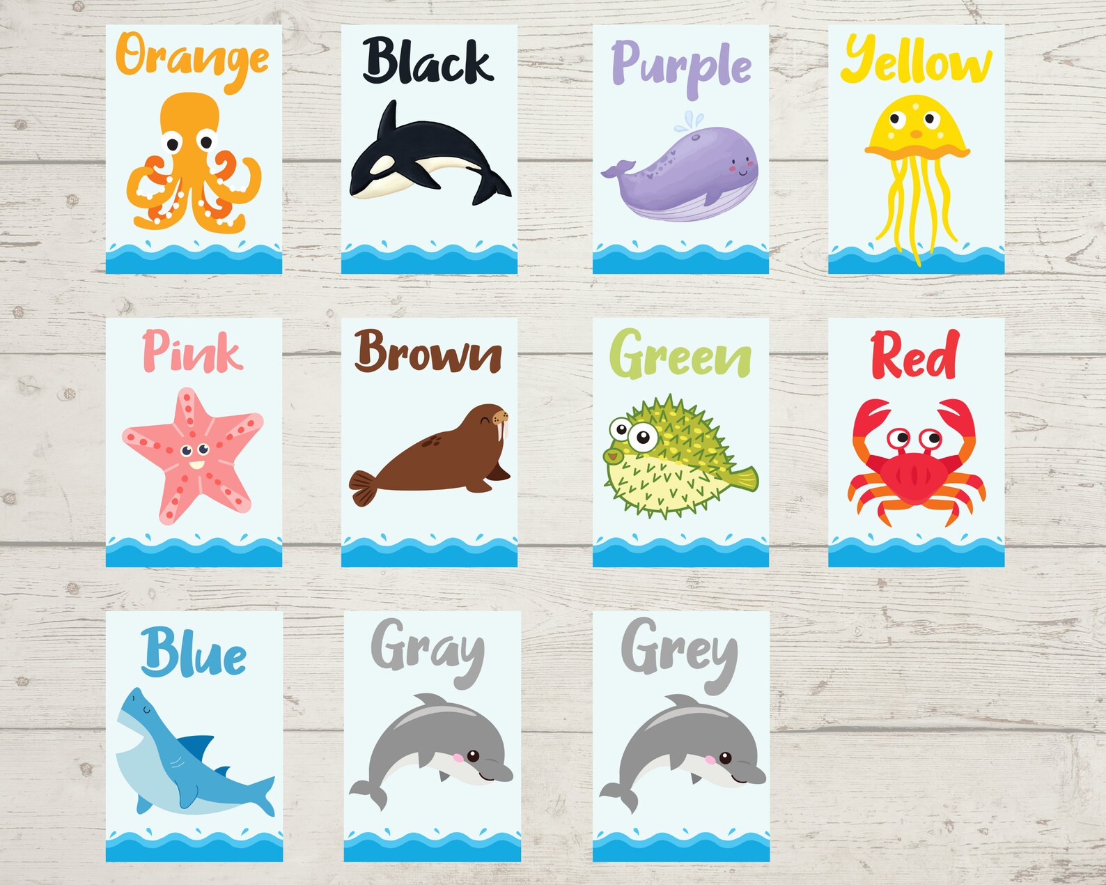 Printable Ocean-themed Color Posters, Classroom Décor, Homeschool Decor ...