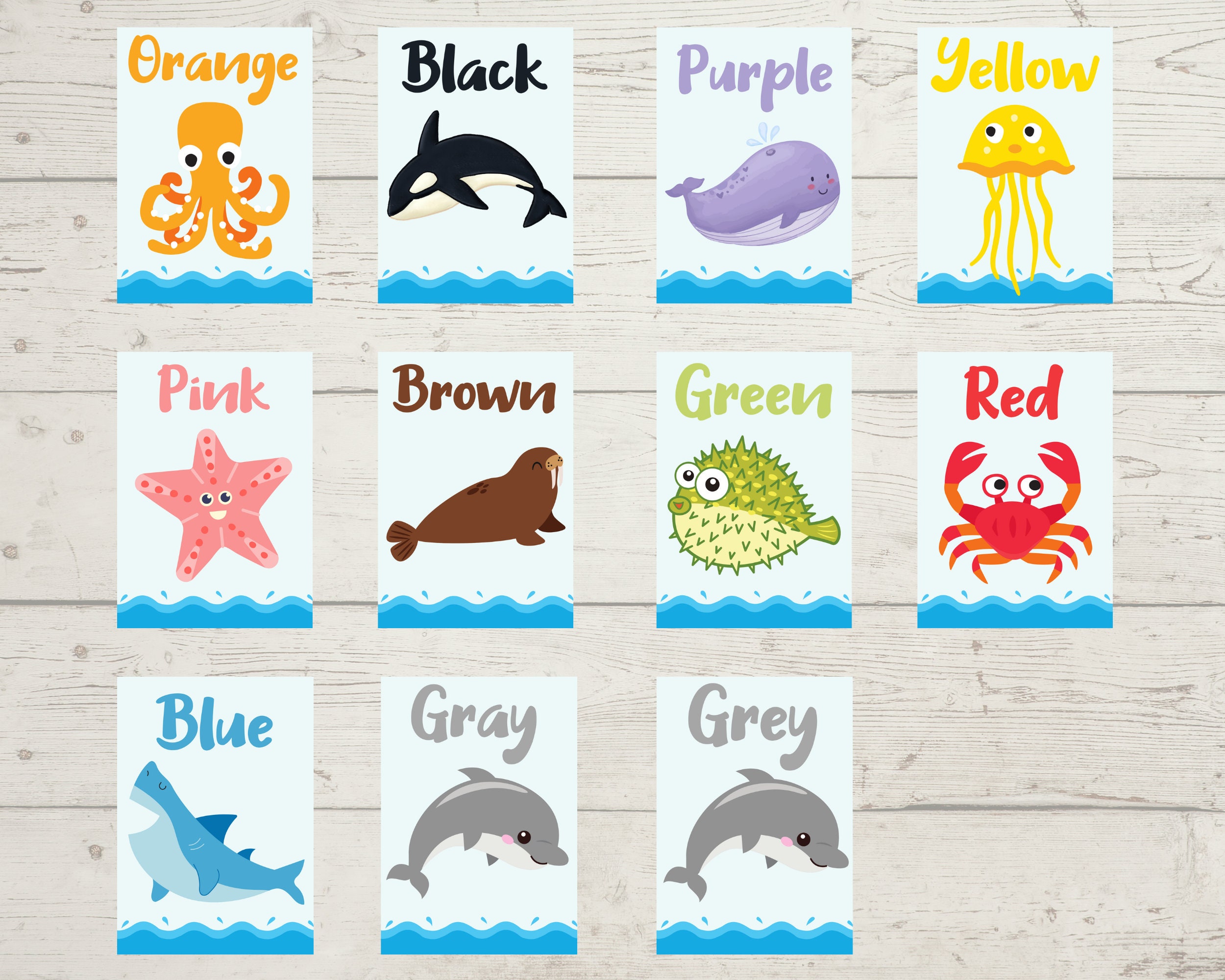 Printable Ocean-themed Color Posters, Classroom Décor, Homeschool Decor ...