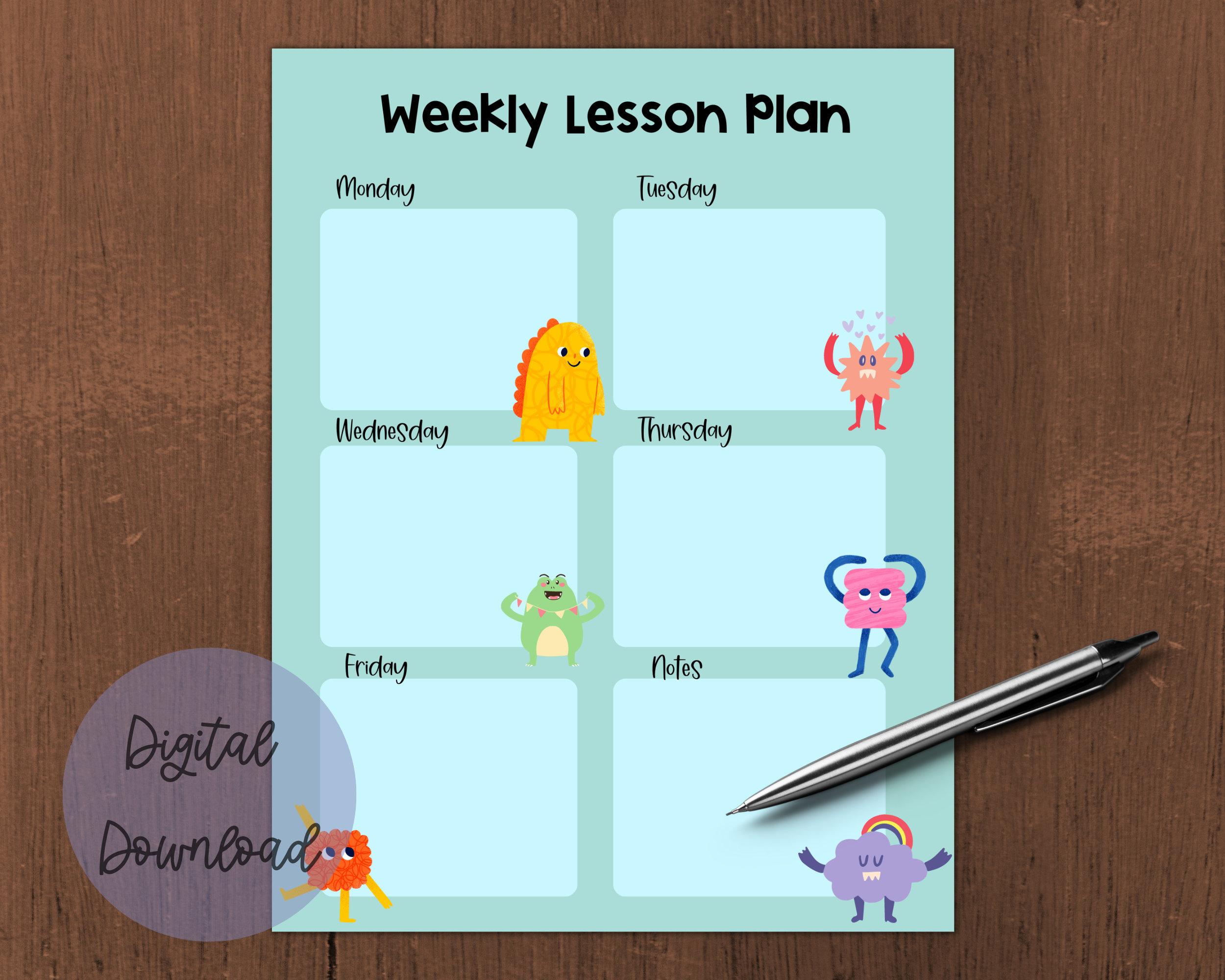 Preschool Pre-k Kindergarten Weekly Lesson Plan Template Teacher ...
