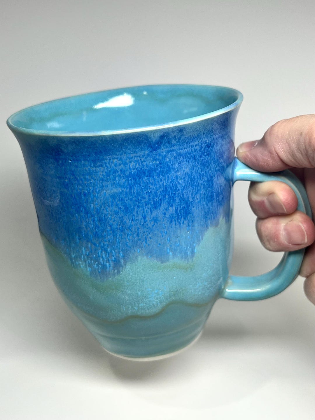 Mug Large Handmade Artisan Ceramic Big Blue Mug | 20oz - Etsy