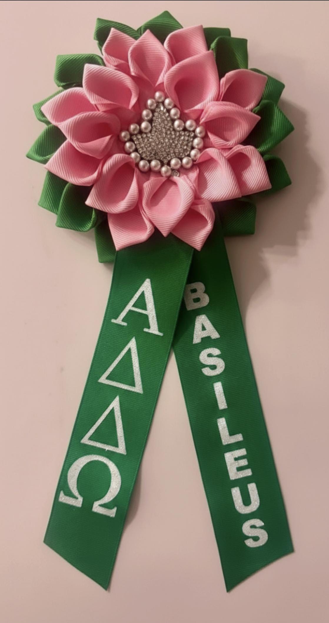 Enhanced Flower Brooch With Ivy Pearl Rhinestone | Sorority Chapter ...
