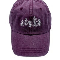 Pine Trees Embroidery on a Black Baseball Hat - Etsy