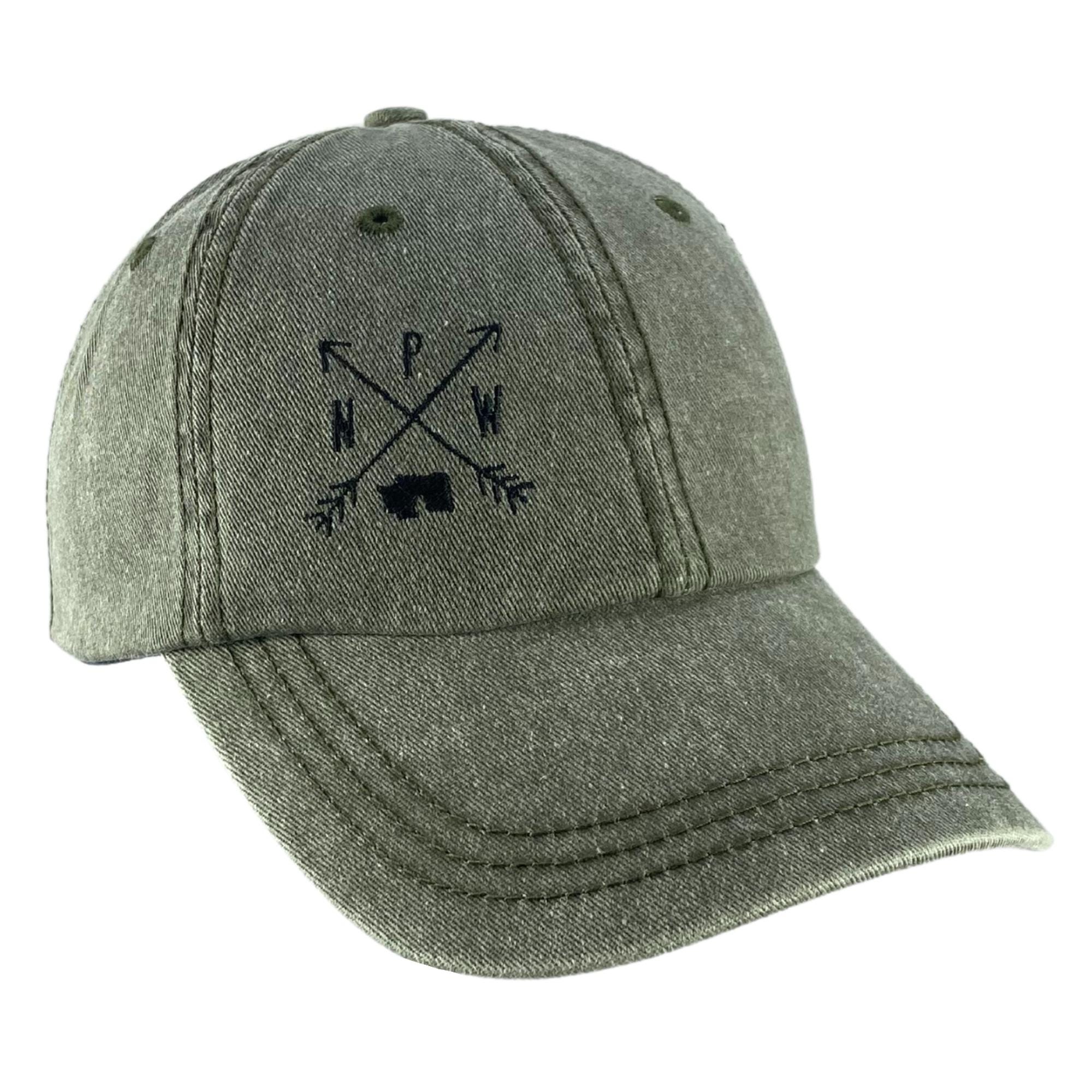 Embroidered PNW Arrows Hat: 100% Cotton Distressed Baseball Cap ...