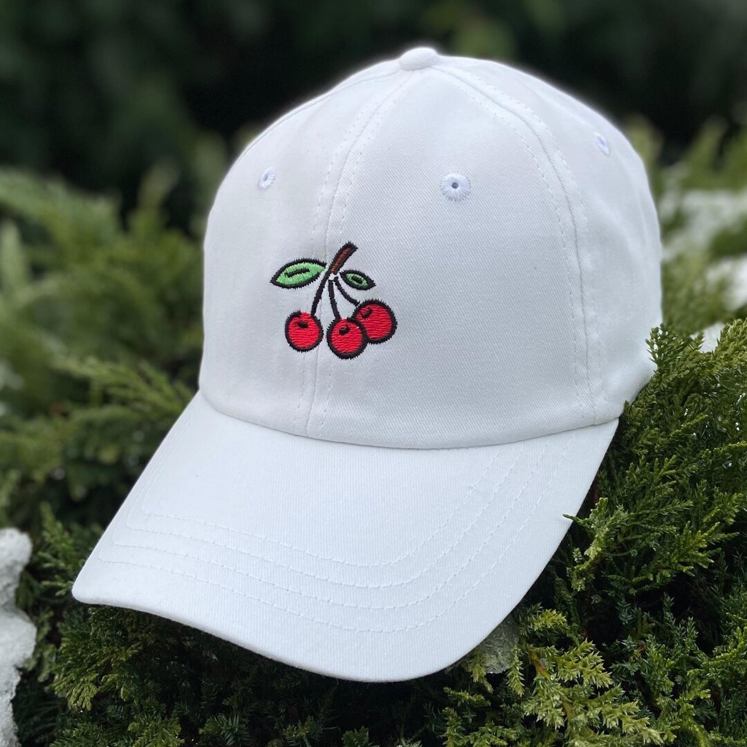Personalized Cherry Hat: 100% Cotton White Baseball Cap Unisex, Custom ...