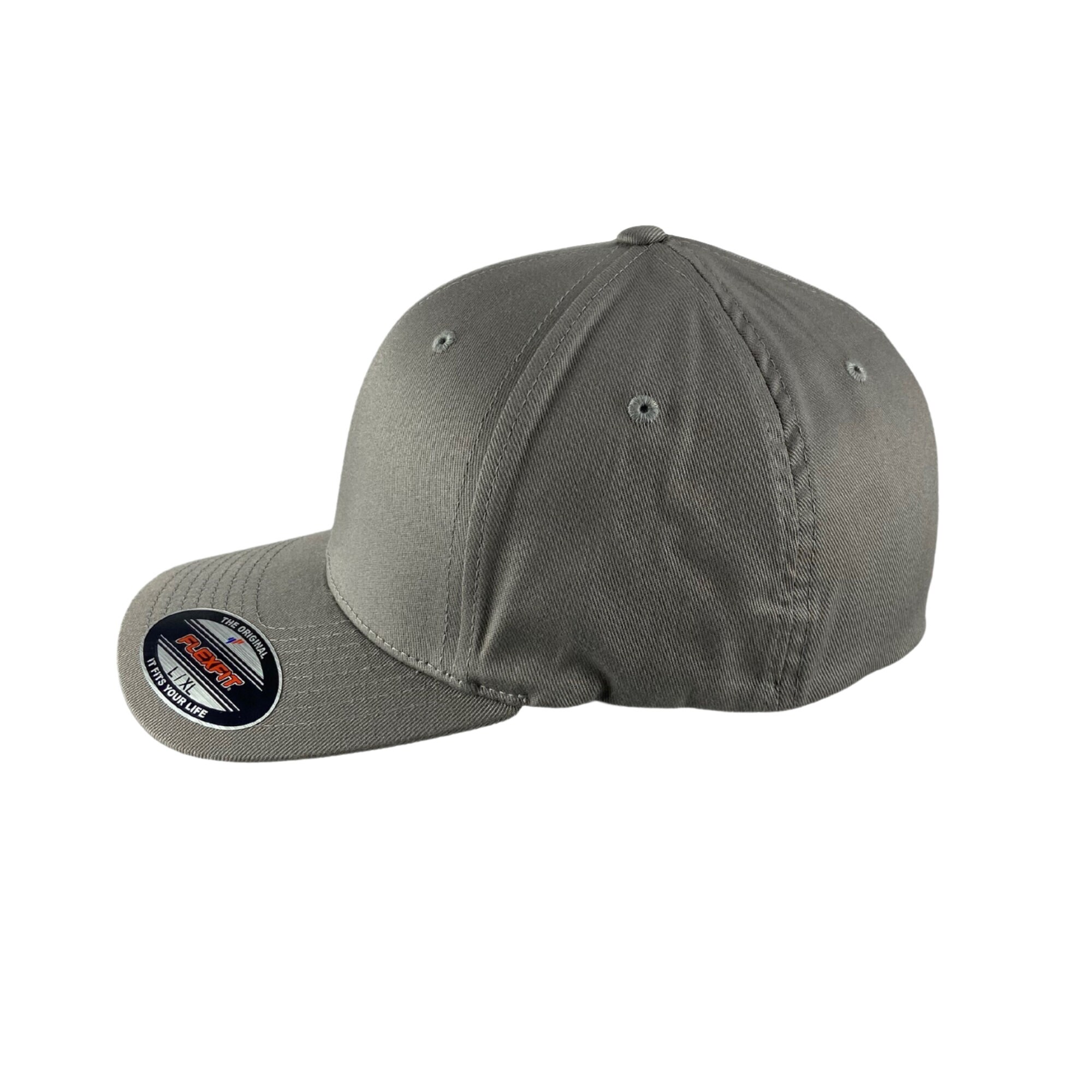 Embroidered Forest Trees Hat: Gray Flex Fit Fitted Cap Size S-XXL ...