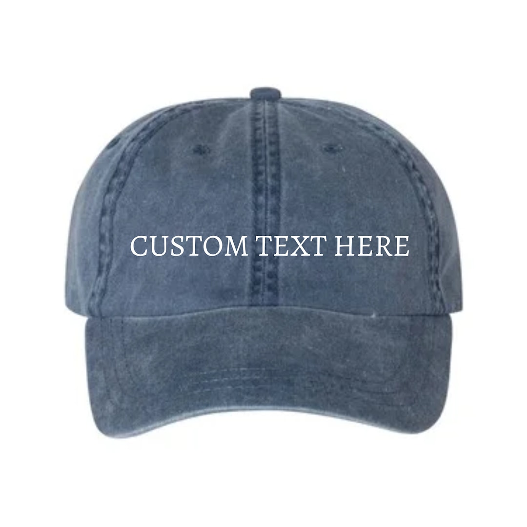 CUSTOM WORDING Dad Hat Embroidered Navy Blue Personalized Cap, Women's ...