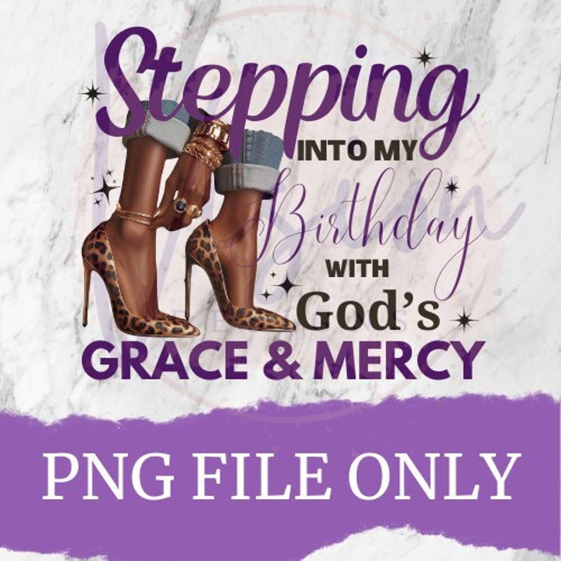 Stepping Into My Birthday With God’s Grace and Mercy | Purple and White Letters | Leopard Print ...