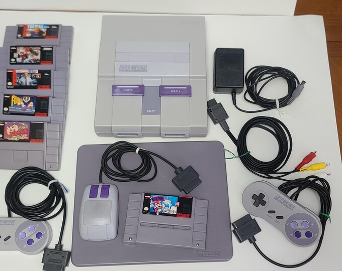 Super Nintendo SNES System With Console, Controllers, Cables and Games ...