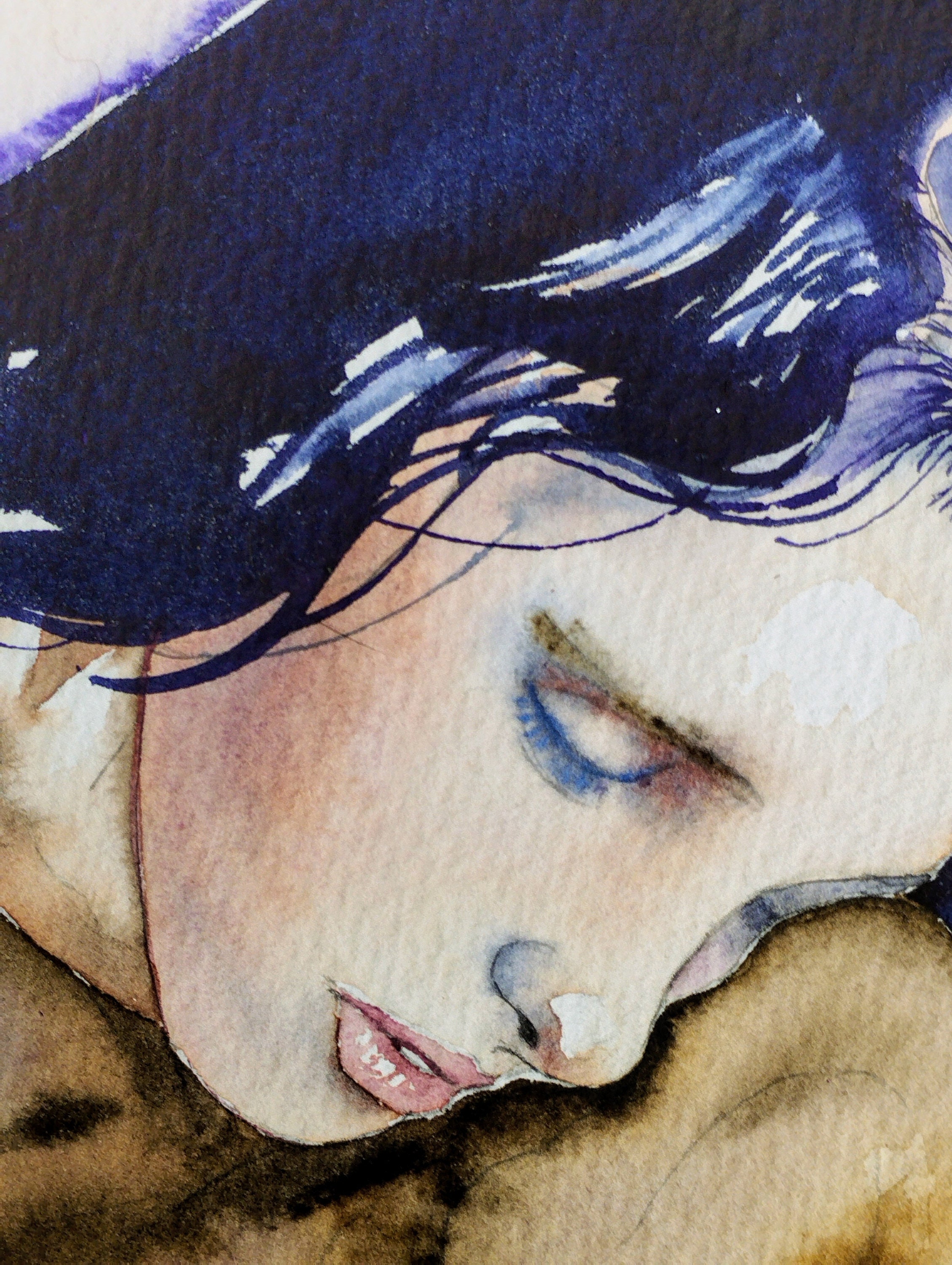 Gray Wolf With a Young Woman, Tenderness, Wolf Hug, Original Watercolor ...