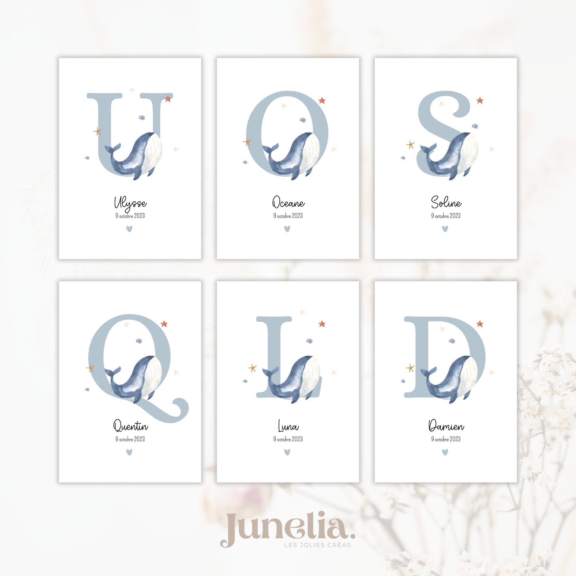 Whale Letters Poster Baby Letter Whale Alphabet Poster Whale First Name ...