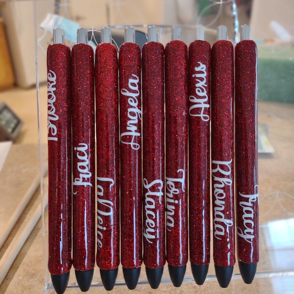 Personalized Red Glitter Pens - Etsy