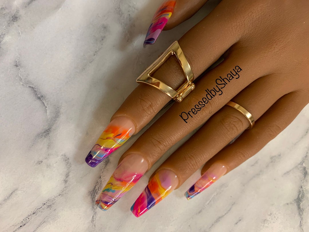 Colorful Disaster | Press on Nails - Etsy