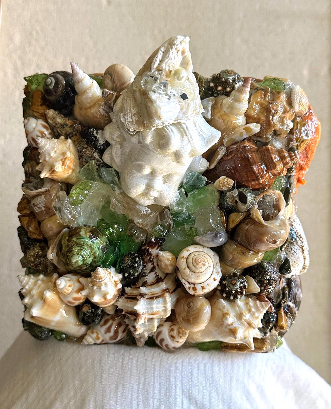 Shell Encrusted Vintage Tissue Box Cover - Etsy