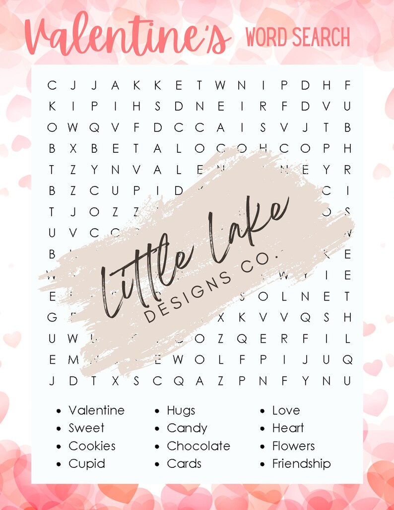 Valentine's Word Search - Etsy