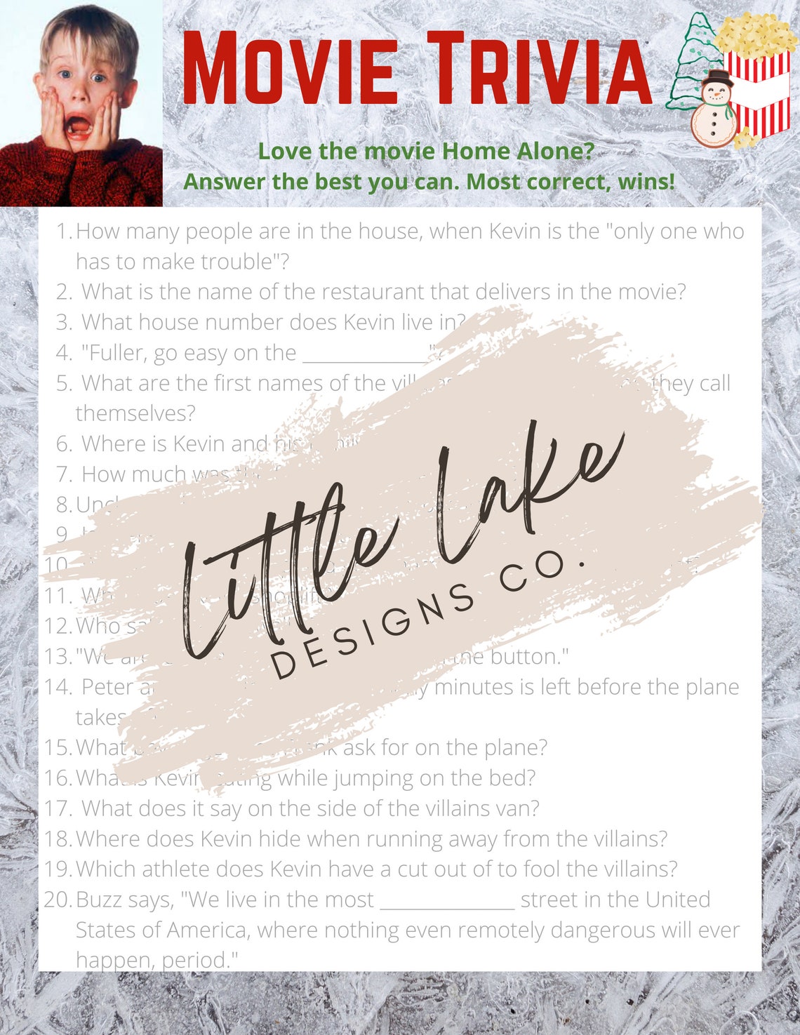 Home Alone Movie Trivia Printable - Etsy