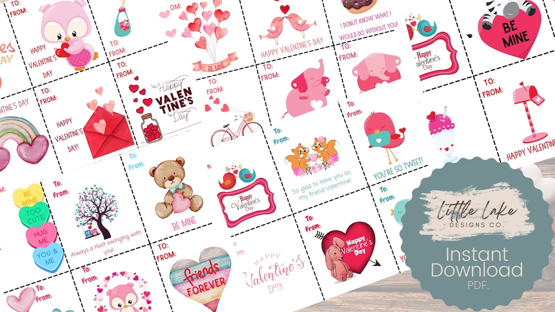 Valentine's Day Mini Cards Download and Print - Etsy