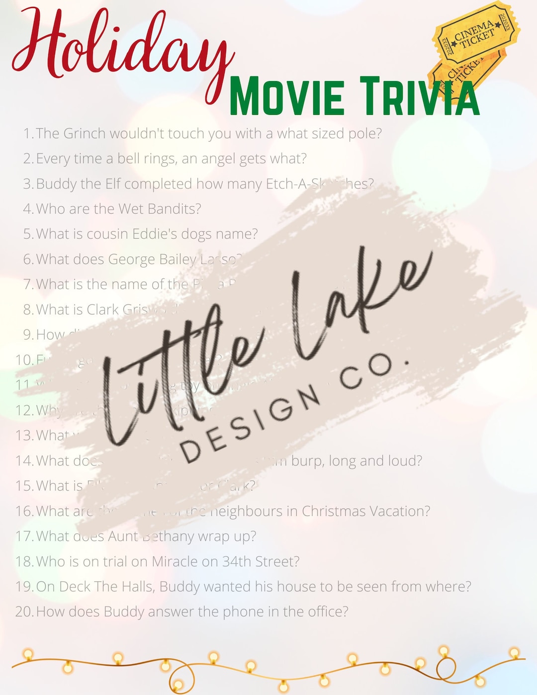 Holiday Favourites Movie Trivia Printable Download - Etsy