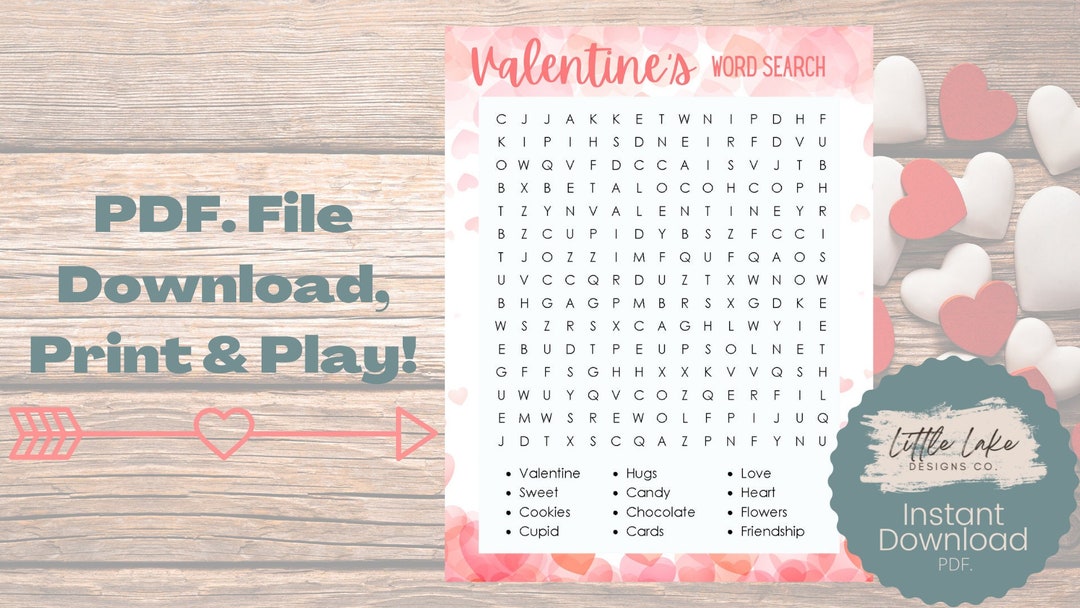 Valentine's Word Search - Etsy