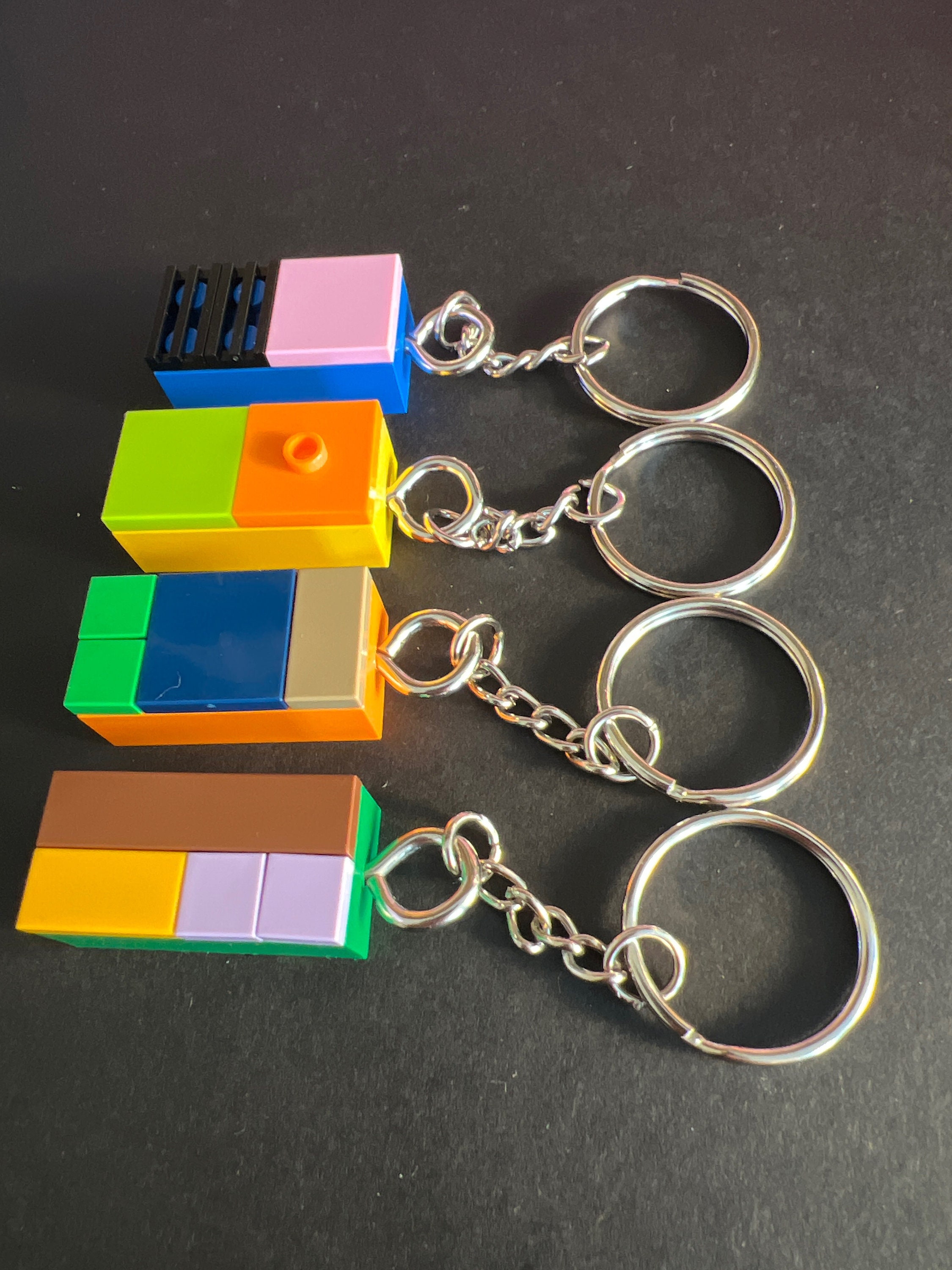 Four Keychains Made With Lego Pieces multiple Variations - Etsy