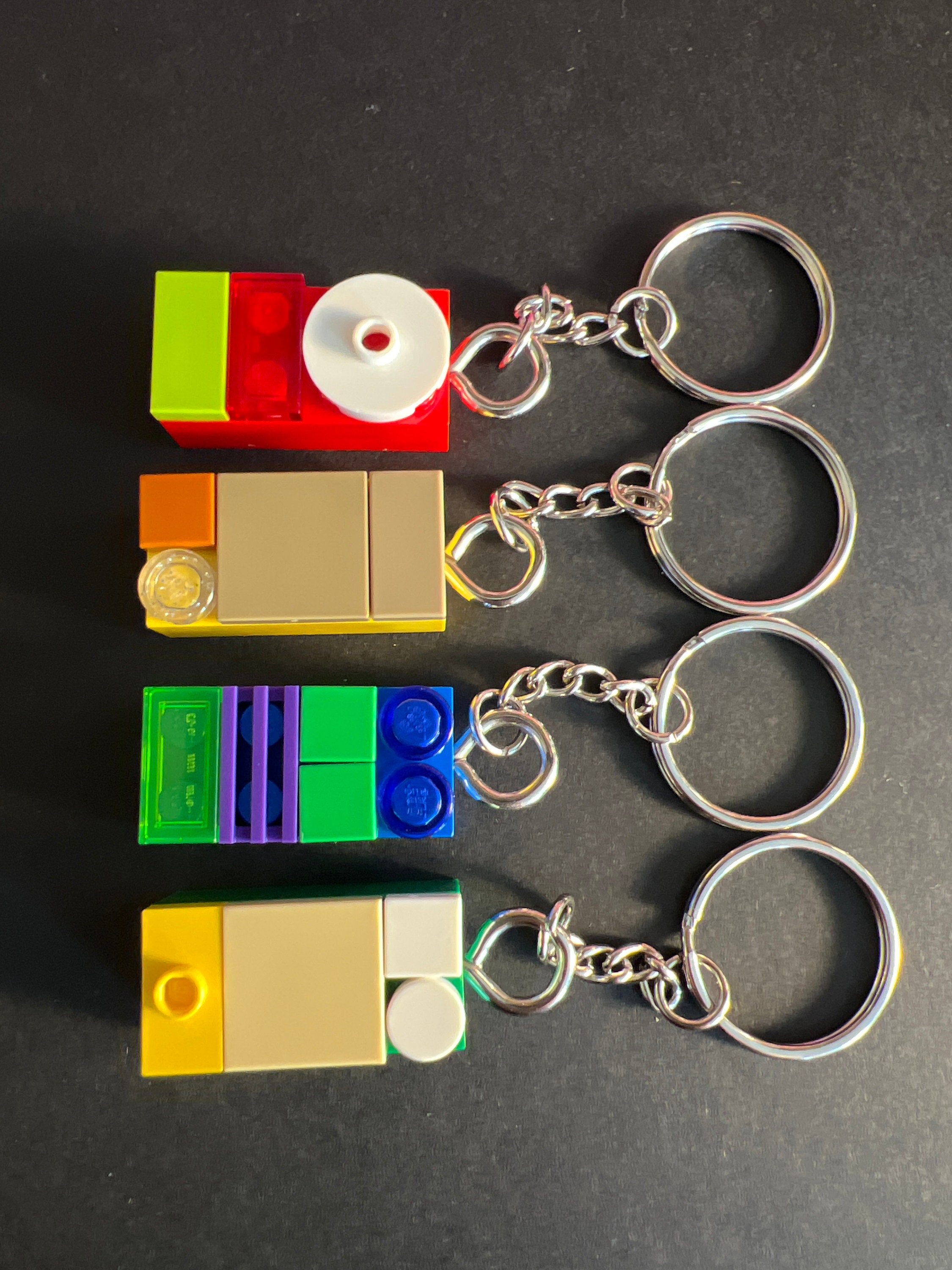Four Keychains Made With Lego Pieces multiple Variations - Etsy