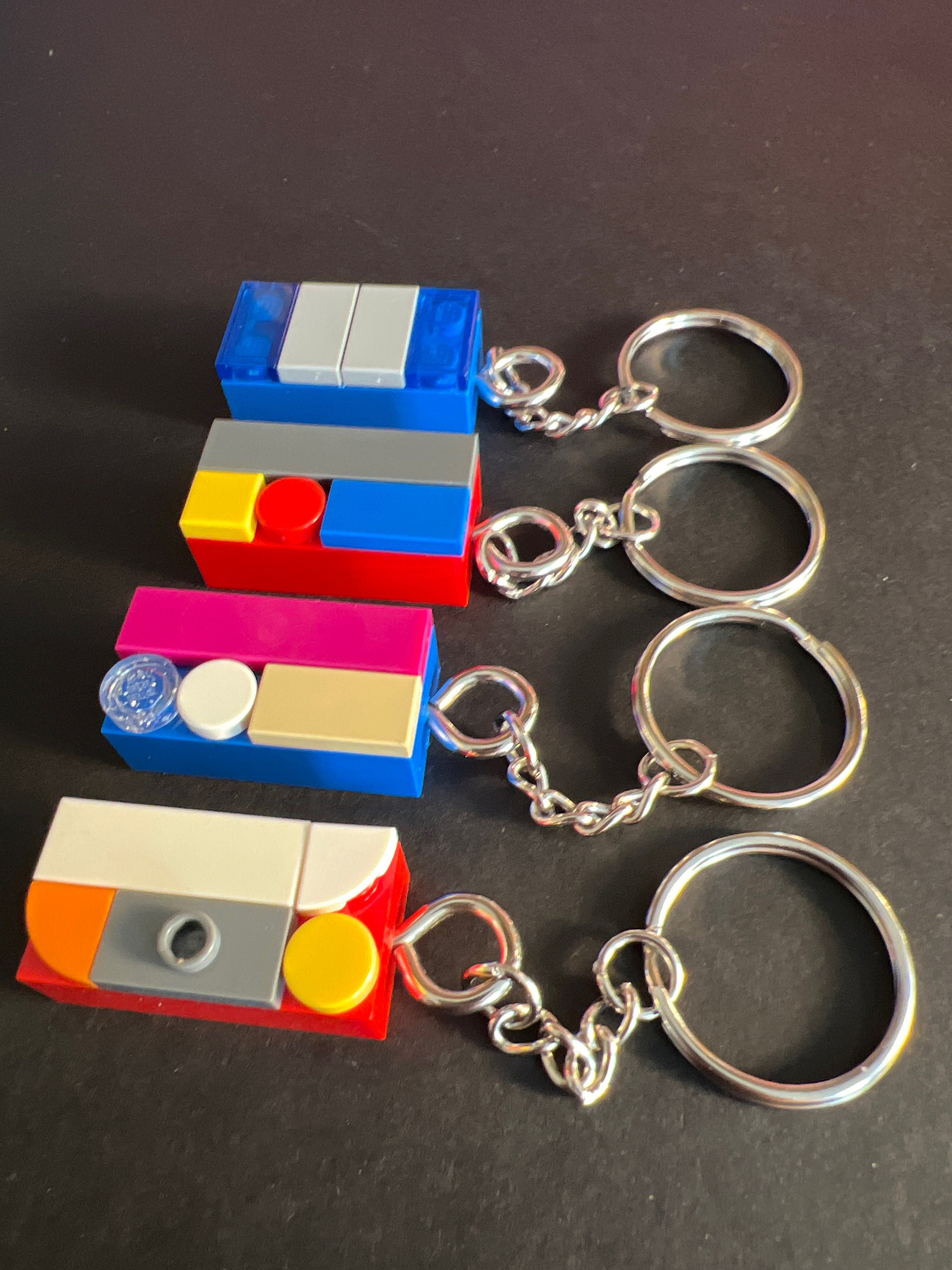 Four Keychains Made With Lego Pieces multiple Variations - Etsy