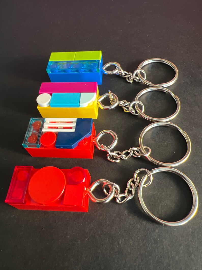 Four Keychains Made With Lego Pieces multiple Variations - Etsy