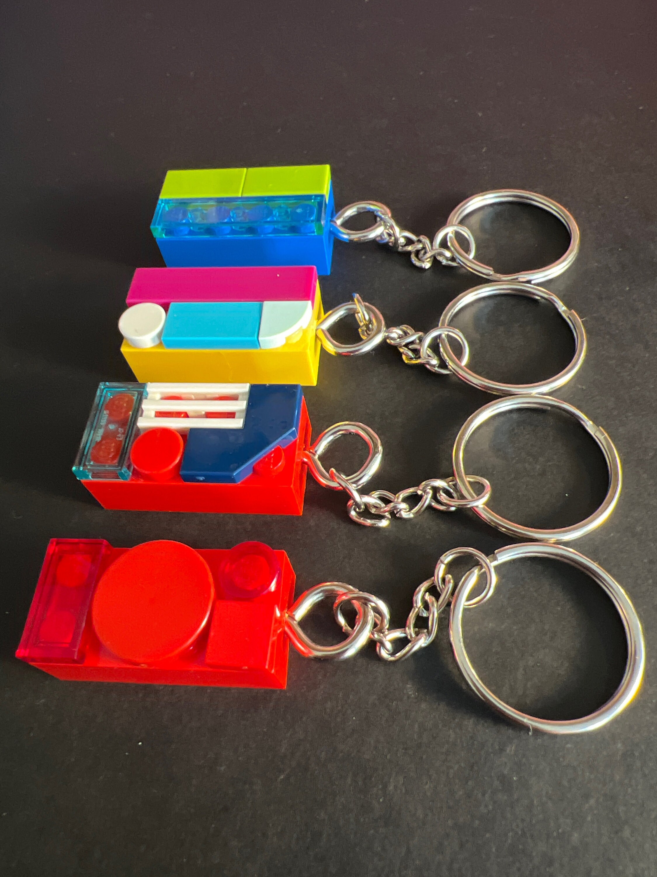 Four Keychains Made With Lego Pieces multiple Variations - Etsy