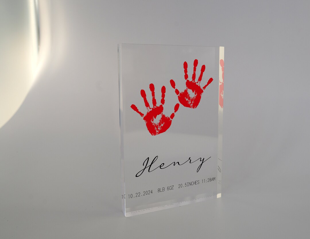 Baby Handprint Art, Newborn Footprint Acrylic Block, Personalized Baby ...