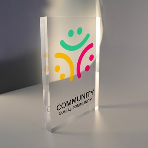 Personalized Business Company Logo Desk Display, Printed Acrylic Glass ...