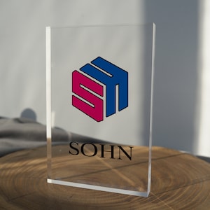 Personalized Business Company Logo Desk Display, Printed Acrylic Glass ...