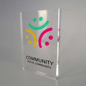 Personalized Business Company Logo Desk Display, Printed Acrylic Glass ...