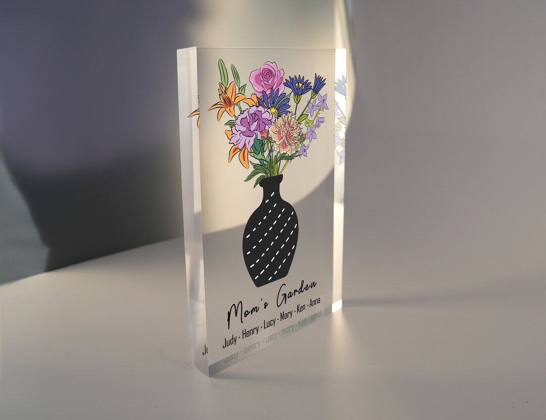 Custom Birth Flower Plaque, Personalized Acrylic Block, Birth Flower ...