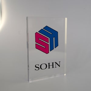 Personalized Business Company Logo Desk Display, Printed Acrylic Glass ...