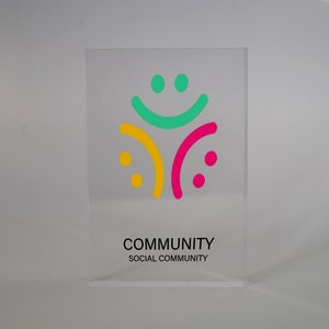 Personalized Business Company Logo Desk Display, Printed Acrylic Glass ...