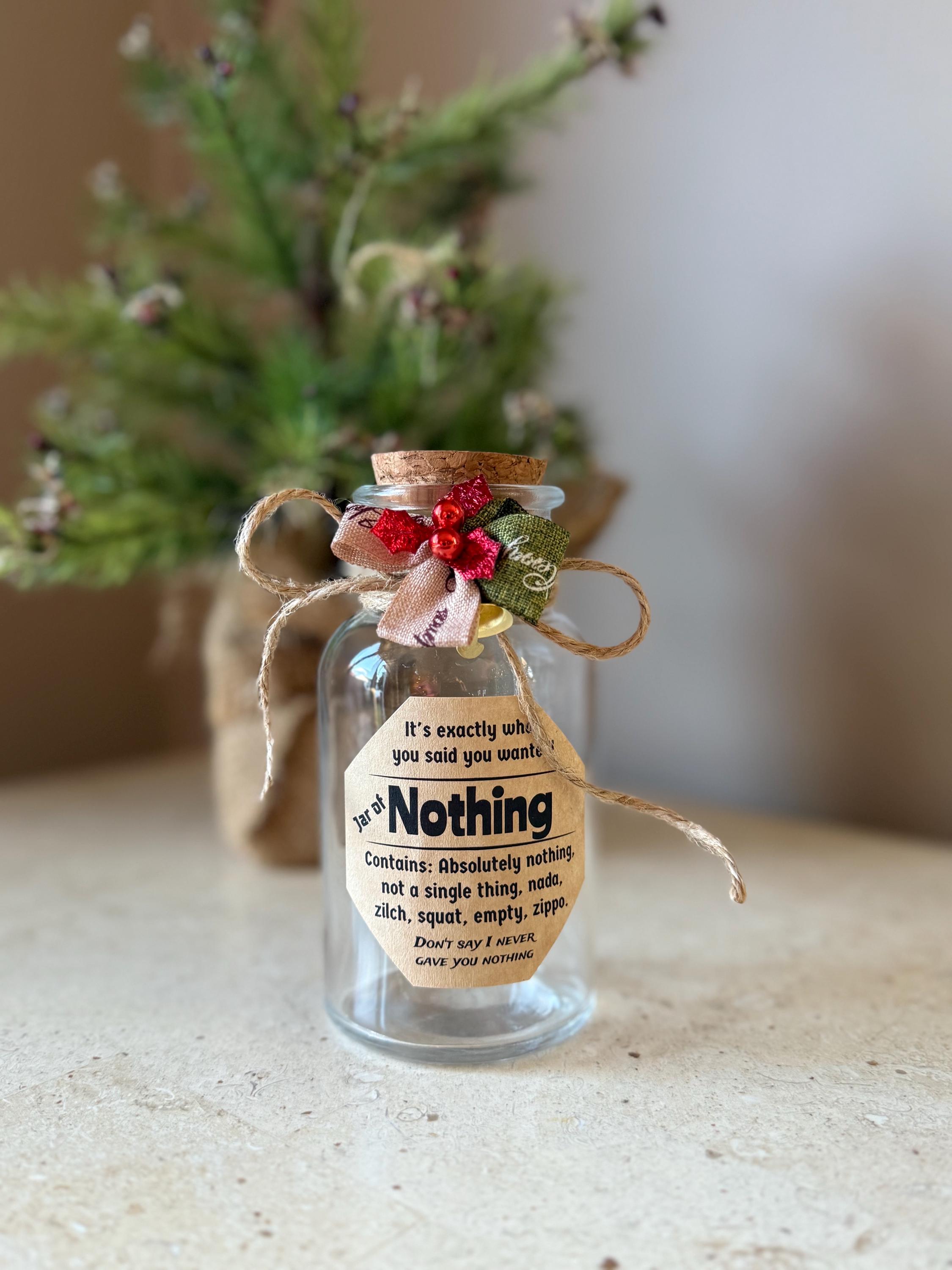 Jar of Nothing, Christmas Gift, Birthday, White Elephant, Funny Novelty ...