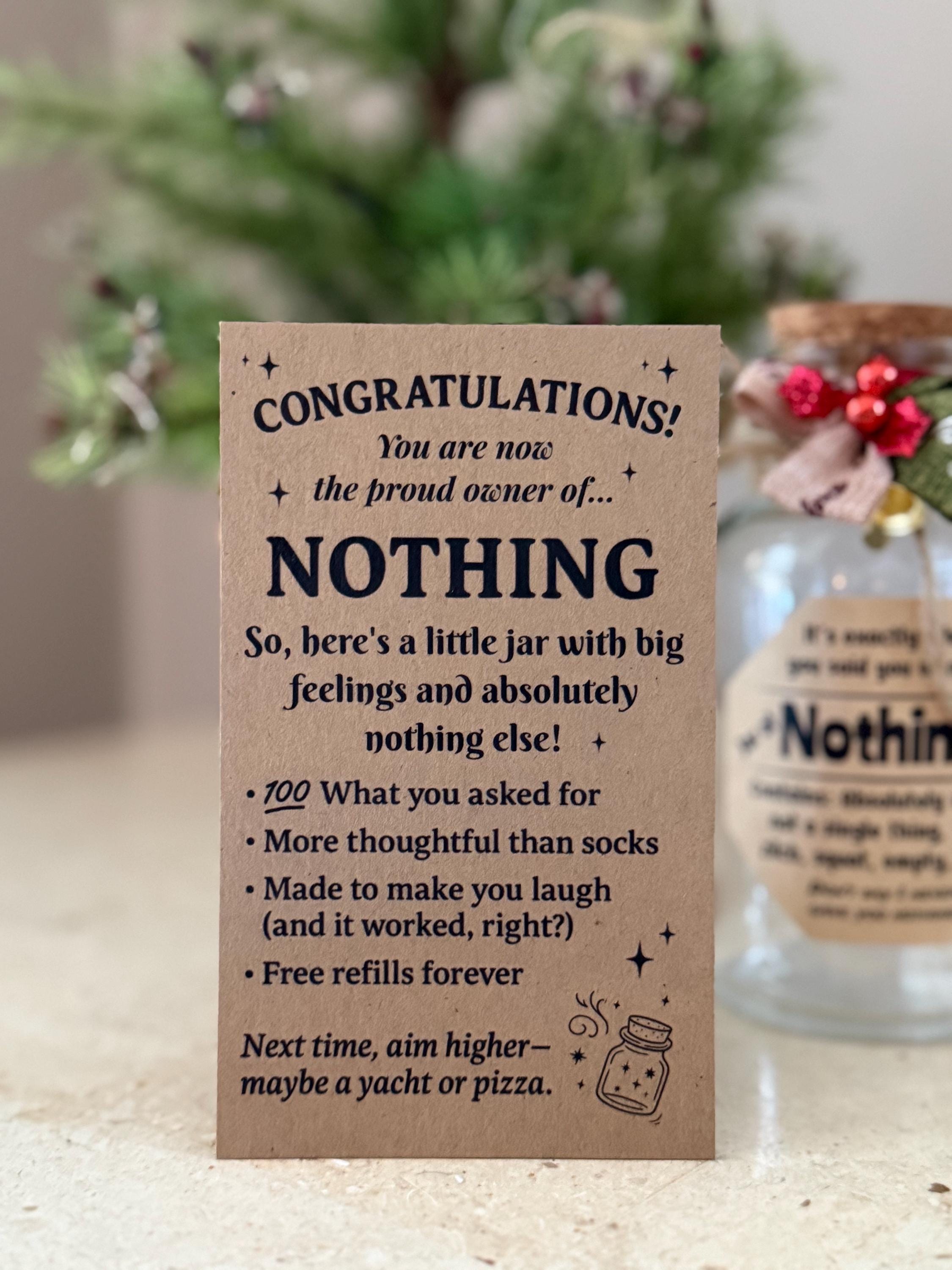 Jar of Nothing, Christmas Gift, Birthday, White Elephant, Funny Novelty ...
