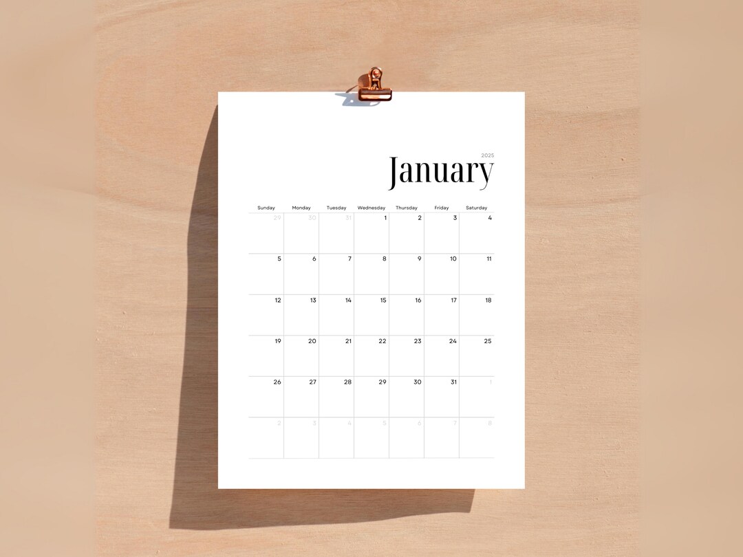 Printable Calendar 2025 Minimalist Design Blank 8.5 X 11 - Etsy
