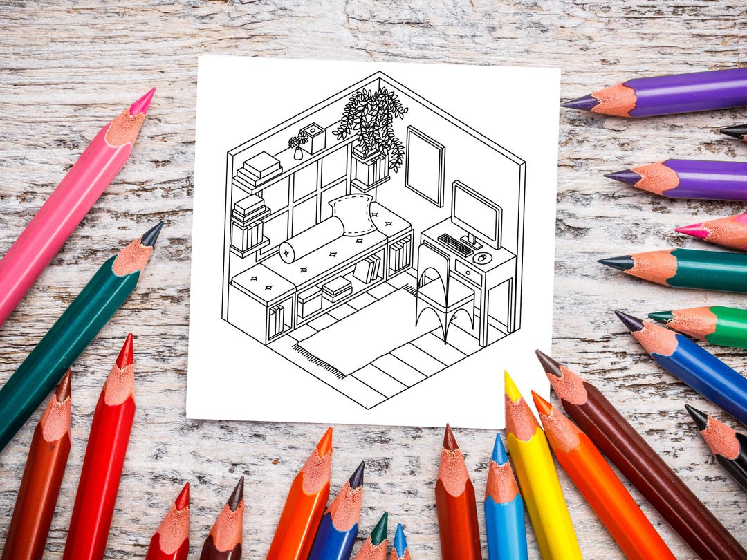 Printable Imaginary Rooms Coloring Book Pages Relaxing Meditative ...