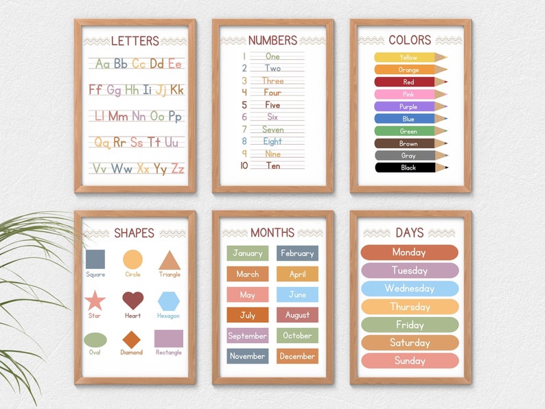 Montessori Educational Posters Set of 11 - Neutral Decor Homeschool ...