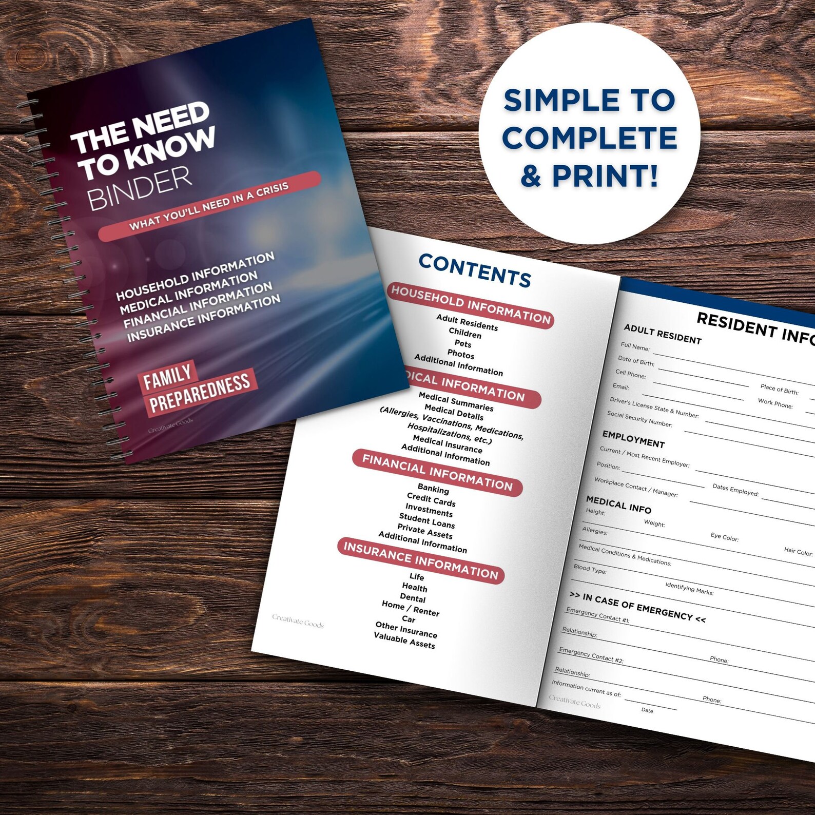 Printable Need to Know Planner | for Crisis Management | Personal ...