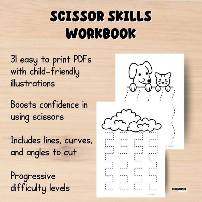 Scissor Skills Workbook | Pre-k Cutting Practice | 31 Pages ...