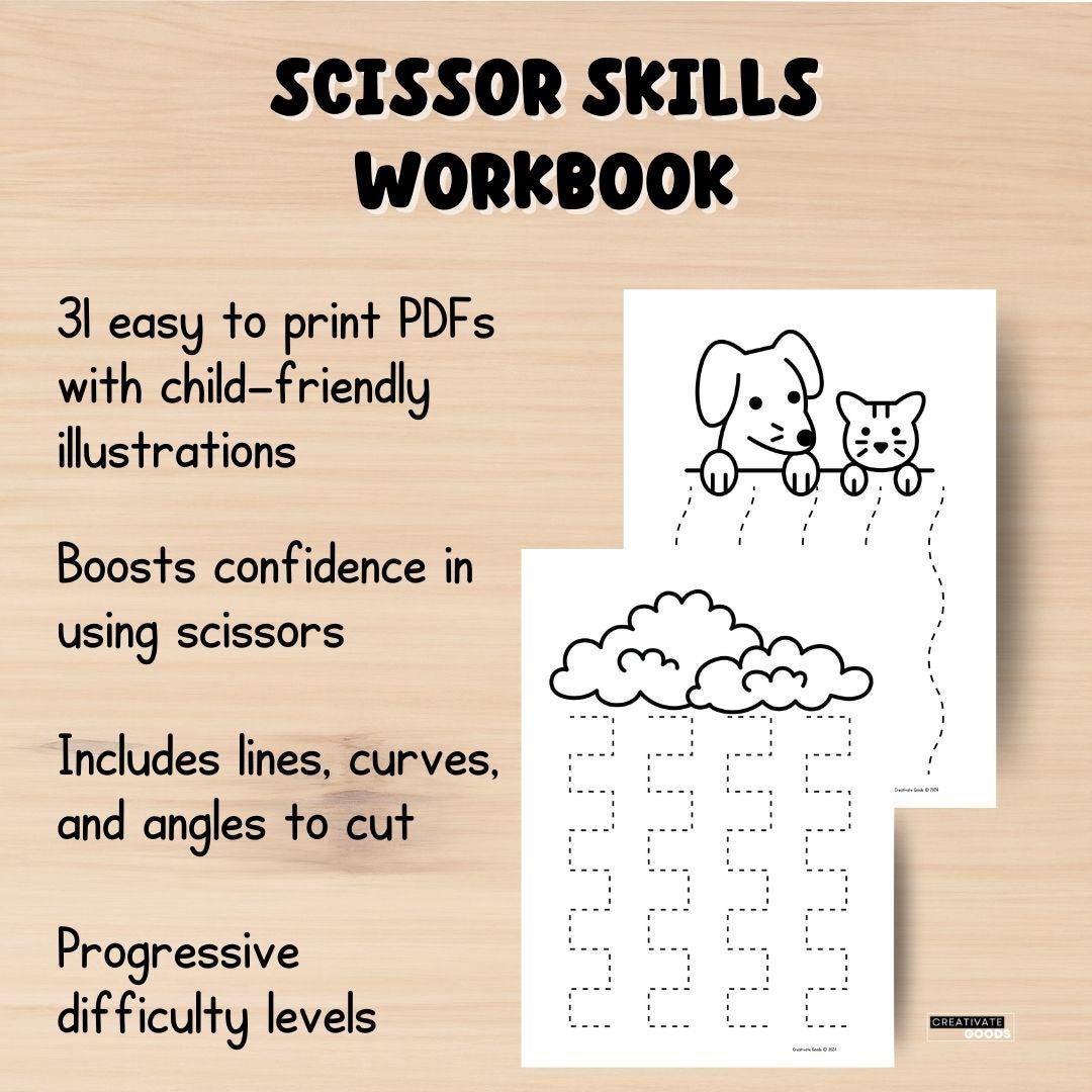 Scissor Skills Workbook | Pre-k Cutting Practice | 31 Pages ...