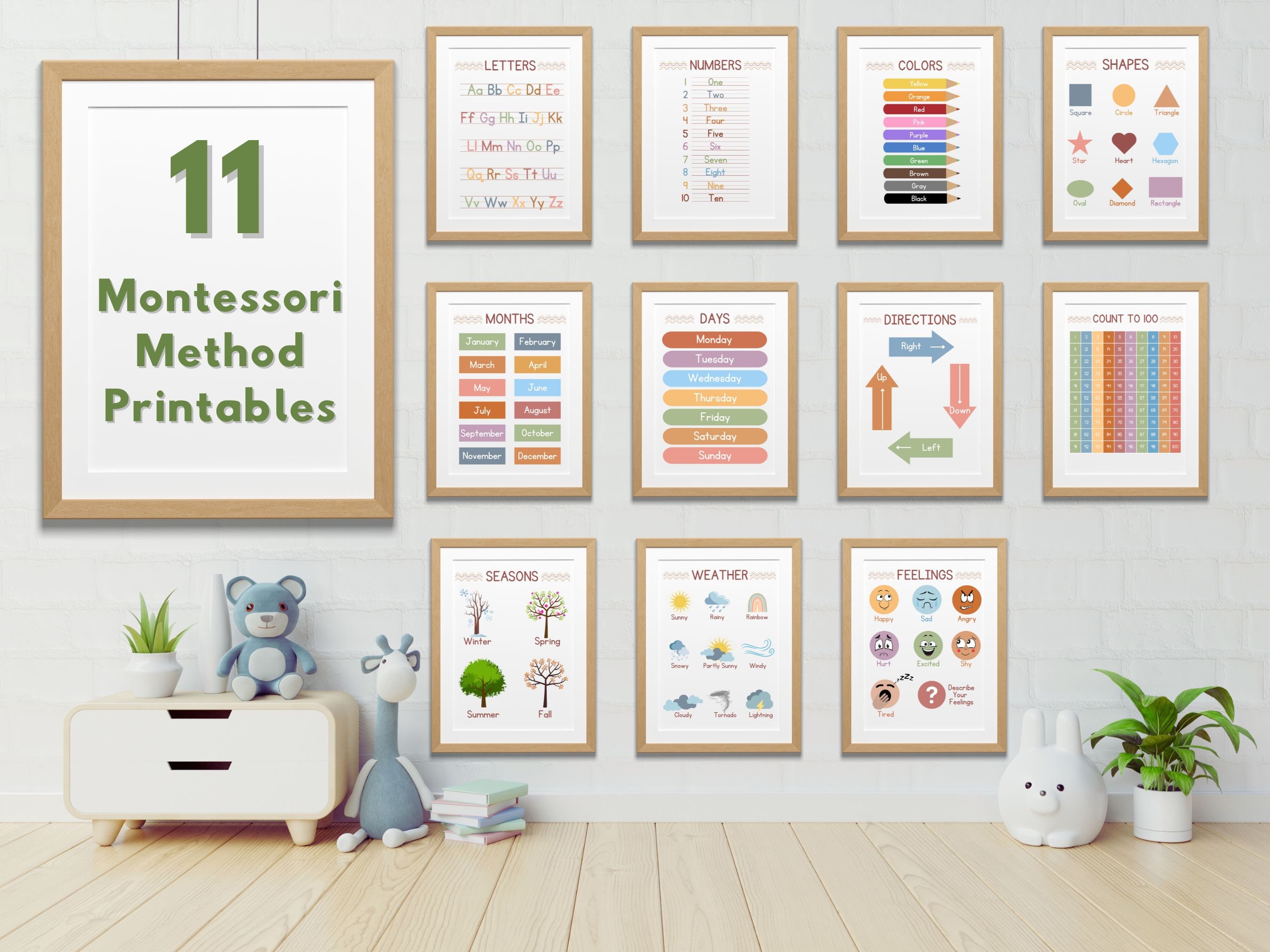 Montessori Educational Posters Set of 11 Neutral Decor Homeschool ...