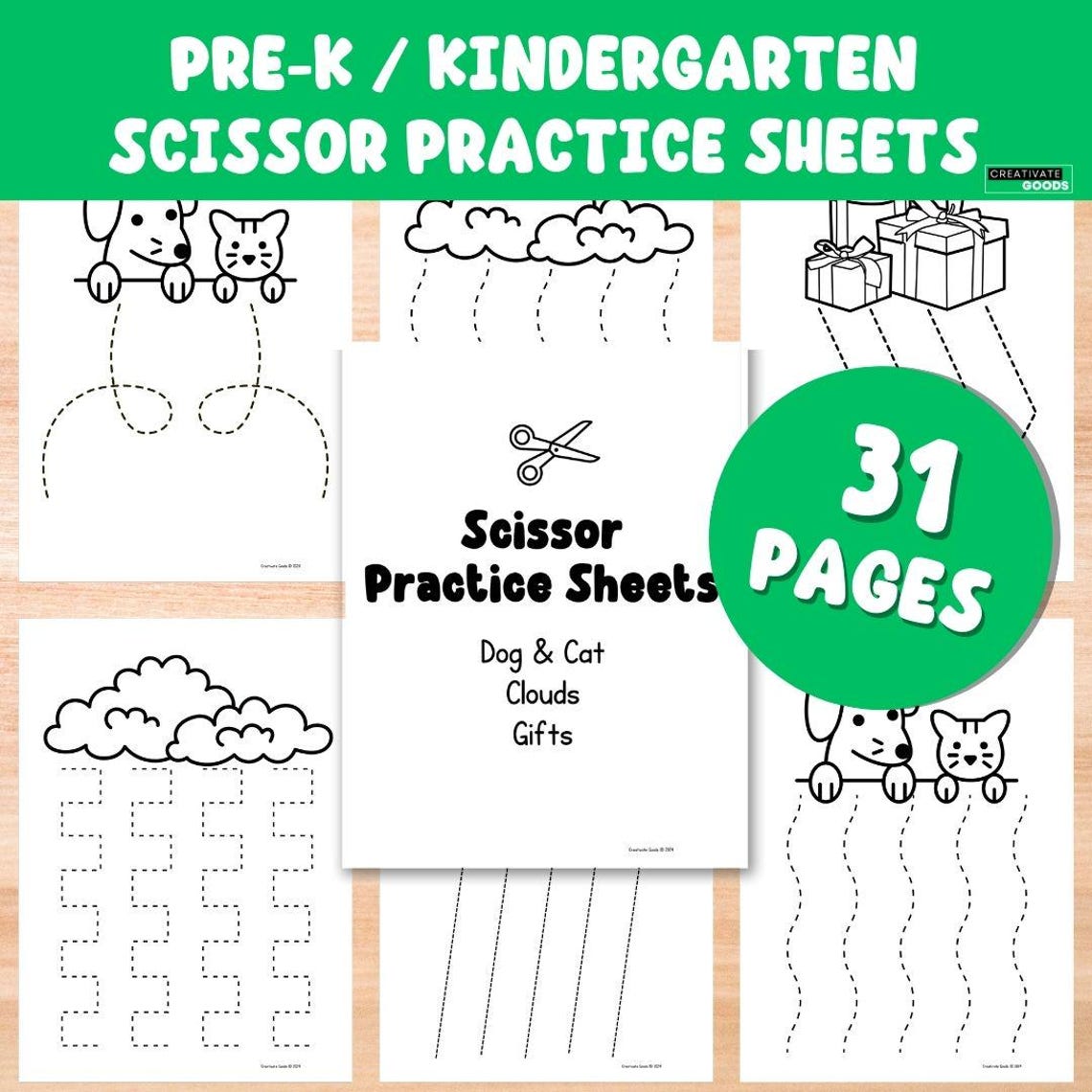Scissor Skills Workbook | Pre-k Cutting Practice | 31 Pages ...